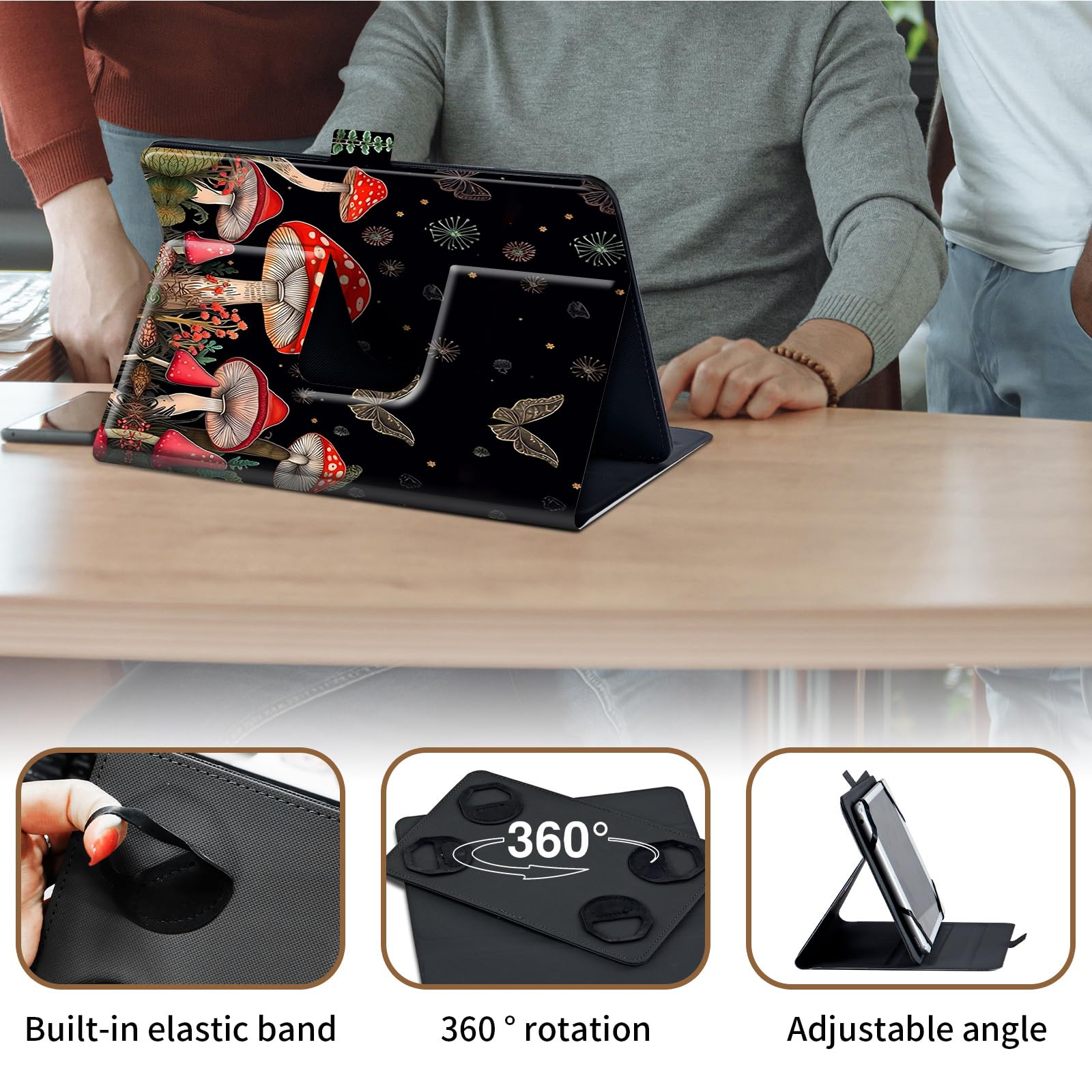 Case for TCL Tab 10 5G 10.1" Tablet (Model: 9183W) 2022 Release/for TCL TAB 10s 10.1"(2021,360 Degree Rotating Stand and Magnetic Closure Case for TCL TAB10 5G/TCL TAB 10s,Cute Forest Mushroom