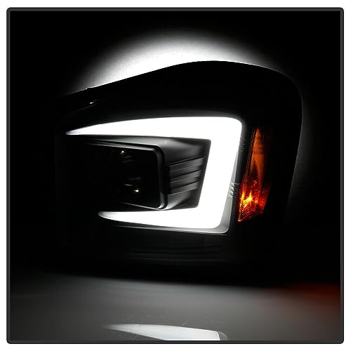 HH Building Headlight U-Bar Front Left Right Side Clear Lens Black Housing LED Tube -Shape Drl Projector Lamp B0504A_2004_2005_2006_04_05_06_C27 55077721AD 444-DDU04-LB-BK