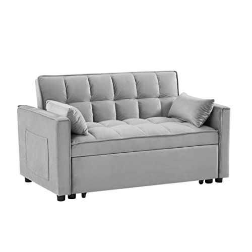 ERYE Twin Light Gray Velvet 2 Pillows Both Side Pockets, 55.2"