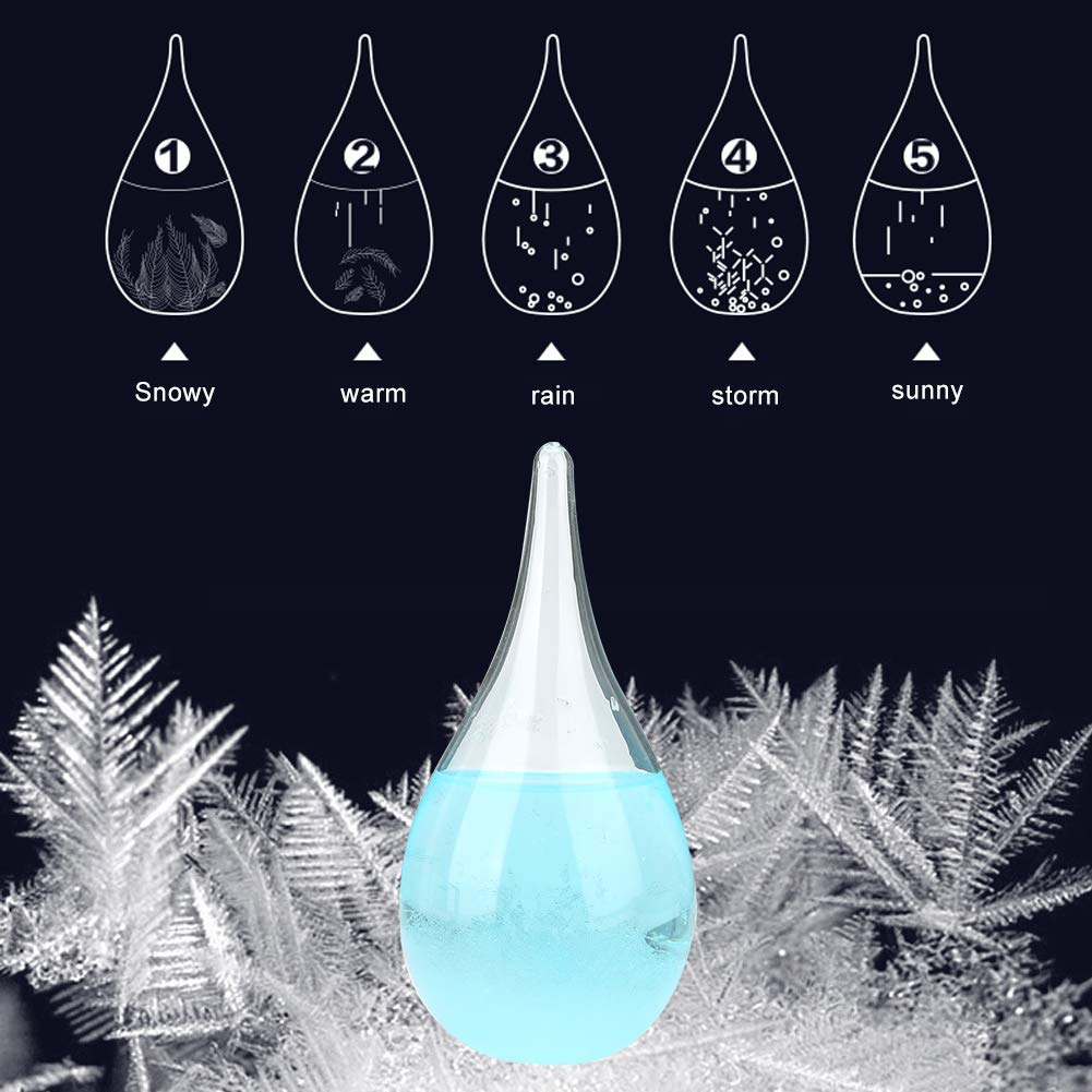 belupai Glass Weather Predicting Bottle, Drop Shape Weather Forecast Glass Weather Predictor Stylish Weather Station Forecaster Water Drops Weather Predictor Home Decoration(Blue)