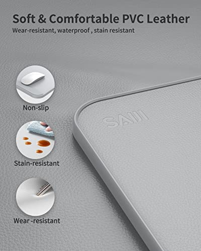 SAIJI Leather Laptop Bed Tray Table, Adjustable Laptop Stand with Removable Stopper, Portable Lap Desks with Foldable Legs, Notebook Stand Breakfast Reading Desk for Sofa Couch(Medium,Gray)