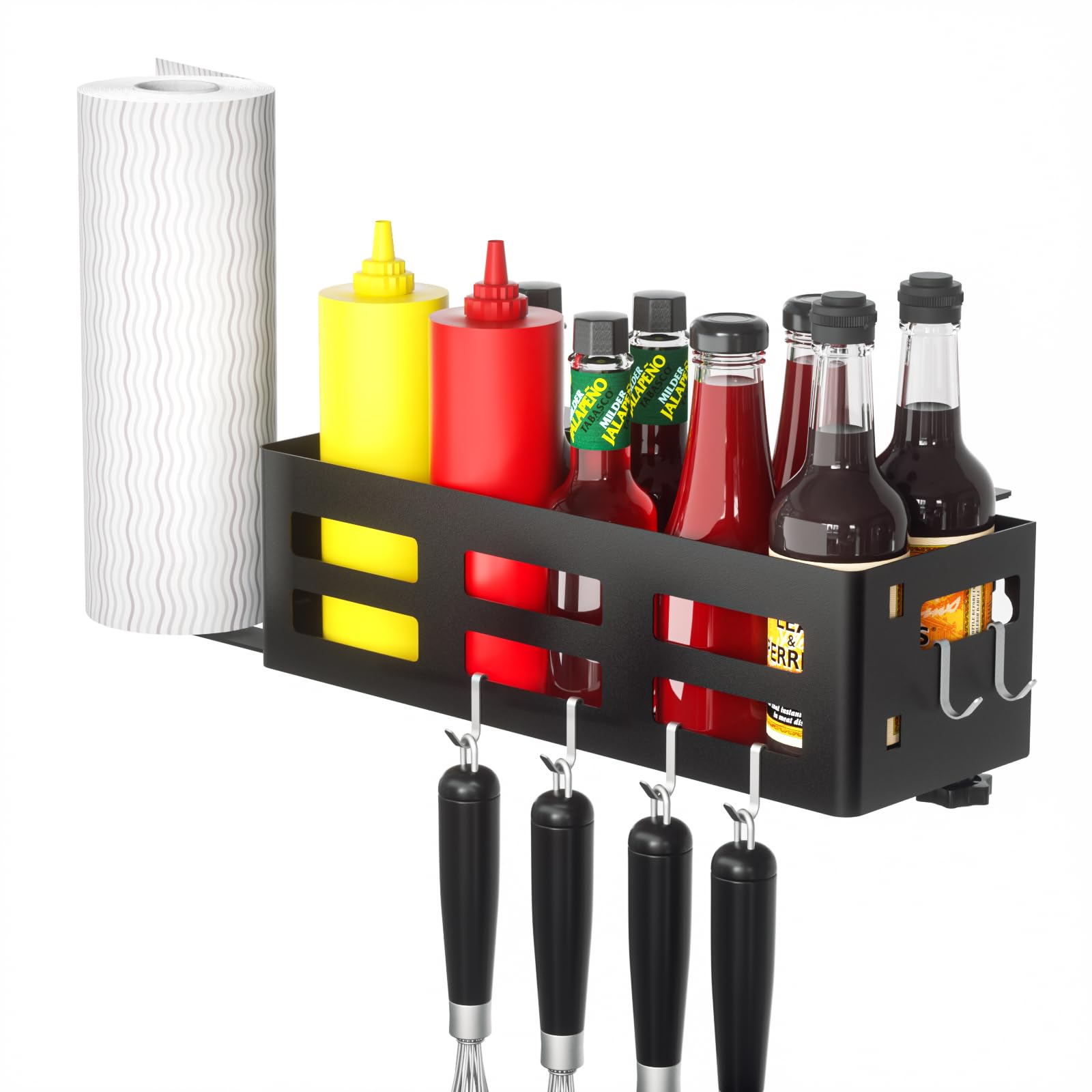 OOKUU Griddle Caddy for Blackstone 28"/36" Griddles/Prep Cart, Upgrade 3 in 1 Grill Accessories Space Saving for Blackstone Griddle Accessories, BBQ Accessories Storage Box with Paper Towel Holder