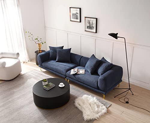 Goohome 108.3" Modern Sectional Sofa with Metal Legs, Modern Elegant Fabric Upholstered 4 Seater Couch with 4 Pillows, Living Room Furniture Set for Apartment Bedroom Office