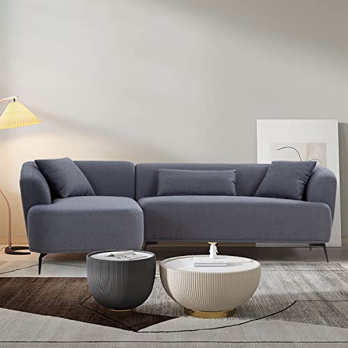 Goohome 102" L-Shape Sectional Sofa with Chaise Lounge, Oversize Modern Fabric Upholstered Couch with Metal Legs, Living Room Furniture Set for Apartment Bedroom