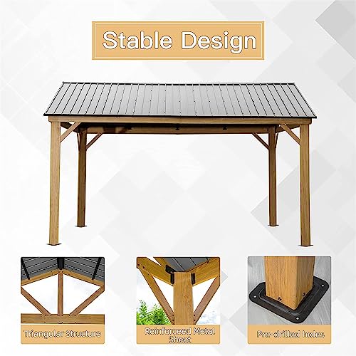 Goohome 12'x14' Hardtop Gazebo Outdoor Aluminum Gazebo with Galvanized Steel Gable Canopy, Outdoor Permanent Hard Top Waterproof Pergola for Shade and Rain for Lawn, Backyard, Deck, Poolsides