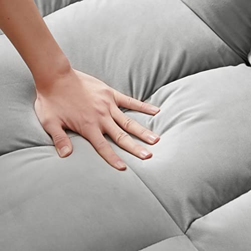 ERYE Twin Light Gray Velvet 2 Pillows Both Side Pockets, 55.2"
