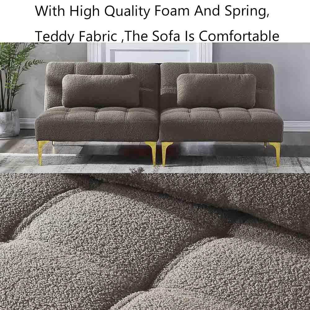 Convertible Sofa Bed, Modern Sleeper Couch with Adjustable Back/Metal Legs/Pillows, Folding Upholstered Loveseat, Sectional Sofa, Memory Foam Living Seat for Apartment/Office/Multi-Functional (Taupe)