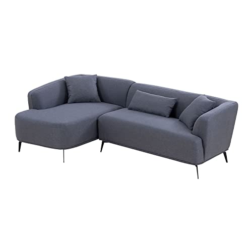 Goohome 102" L-Shape Sectional Sofa with Chaise Lounge, Oversize Modern Fabric Upholstered Couch with Metal Legs, Living Room Furniture Set for Apartment Bedroom