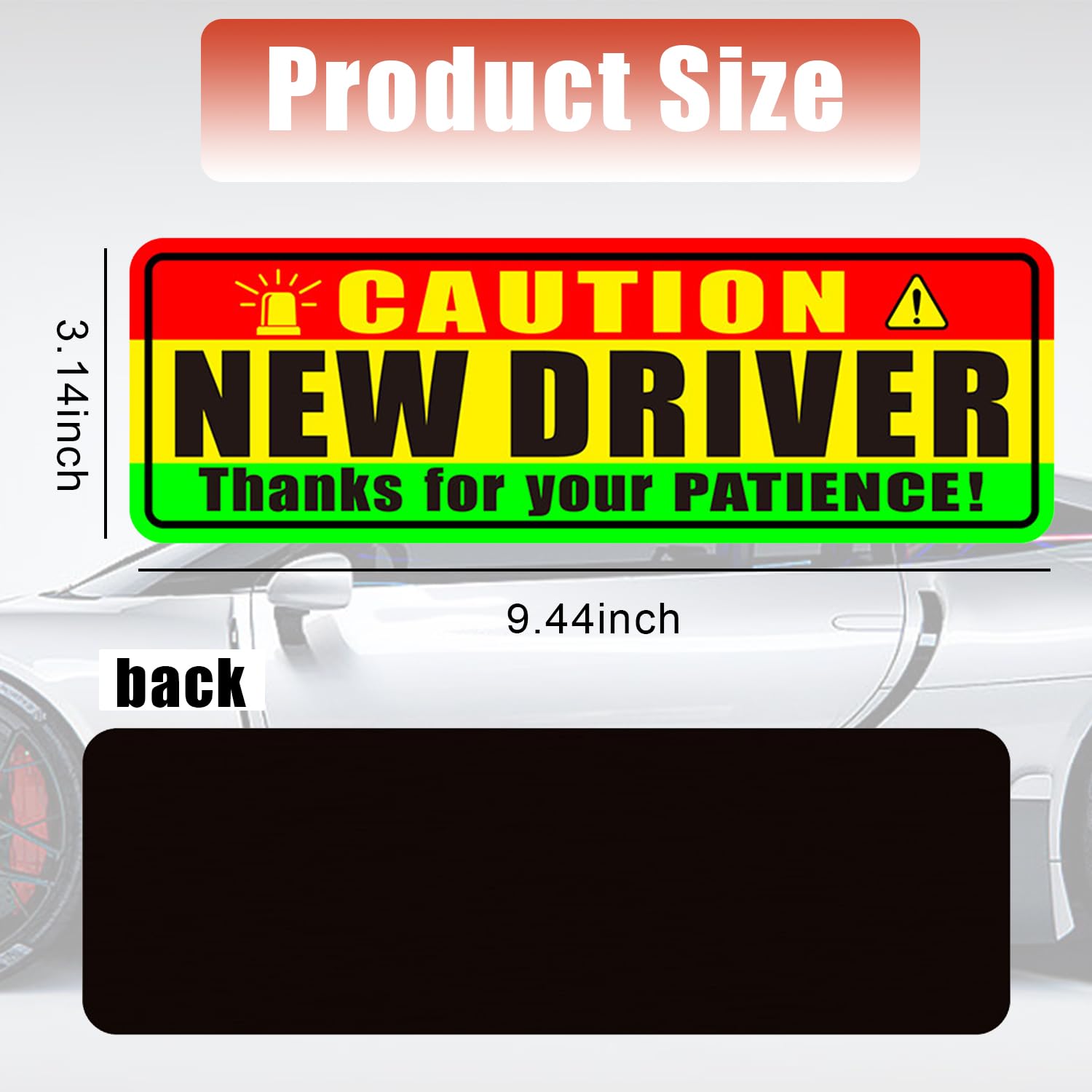 Smeyta Sticker for Car Window 3PC,No Magnetic Car Sticker and Decal,Removable Student Driver Safety Signs for Cars,Car Bumper Reflective Decal(Yellow&Red&Green New Driver,3PC)