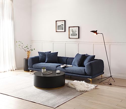 Goohome 108.3" Modern Sectional Sofa with Metal Legs, Modern Elegant Fabric Upholstered 4 Seater Couch with 4 Pillows, Living Room Furniture Set for Apartment Bedroom Office