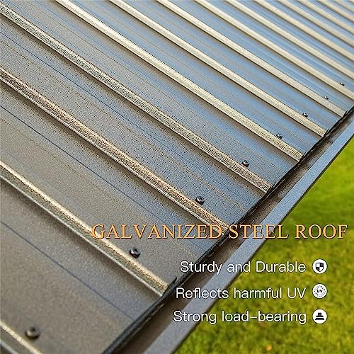 Goohome Hardtop Gazebo 10 x12FT, Aluminum Frame Double Roof Gazebo with Mosquito Net and Curtains, Steel Hard Top Waterproof Pergola for Shade and Rain for Lawn, Backyard, Deck, Patio