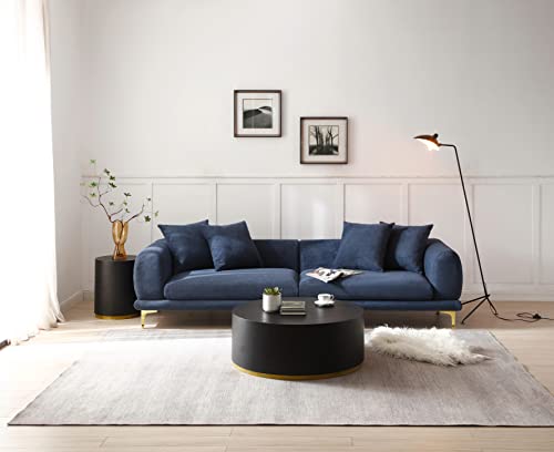Goohome 108.3" Modern Sectional Sofa with Metal Legs, Modern Elegant Fabric Upholstered 4 Seater Couch with 4 Pillows, Living Room Furniture Set for Apartment Bedroom Office