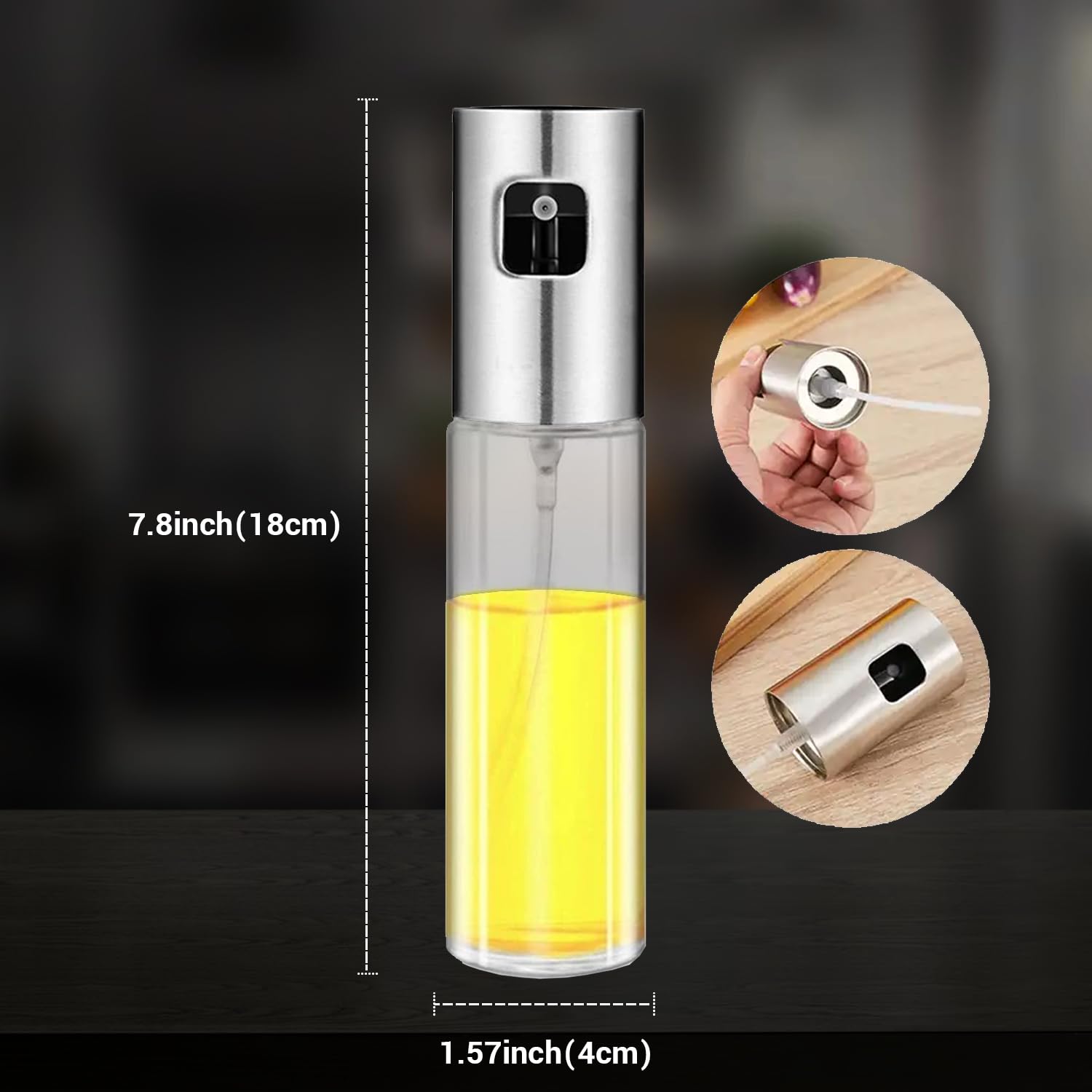 VIGOR PATH Sprayer for cooking - Olive Oil Sprayer Mister - 100ml Stainles Steel Olive Oil, Vinegar, Water and Other Liquids Sprayer - Perfect for Salad, Barbecue, Kitchen Baking and Roasting (2)