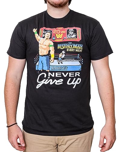 WWE John Cena Then Now Forever 8 Bit Adult T-Shirt(MD, Black)