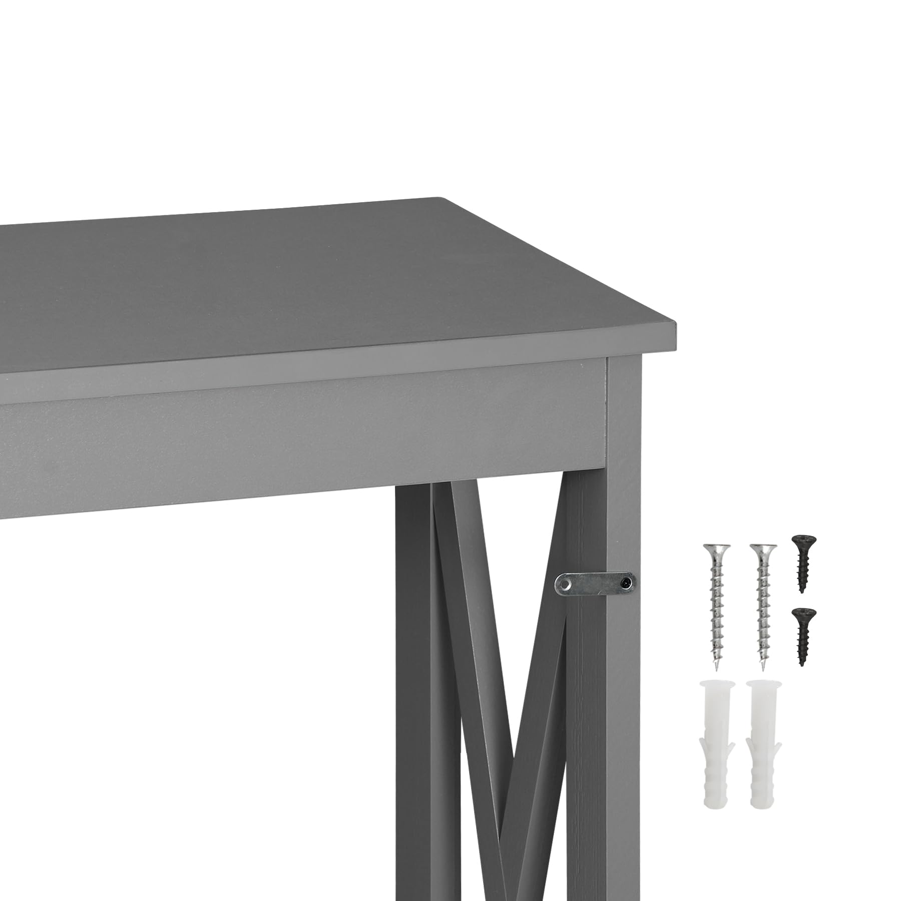 ZENY Console Table, Entryway Table, Narrow Sofa Table with 2-Tier Shelves, Entrance Table for Living Room, Entryway, Hallway, Foyer (Grey)