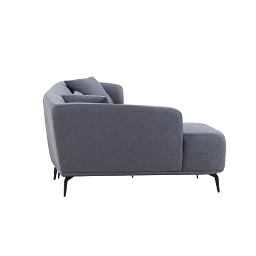 Goohome 102" L-Shape Sectional Sofa with Chaise Lounge, Oversize Modern Fabric Upholstered Couch with Metal Legs, Living Room Furniture Set for Apartment Bedroom