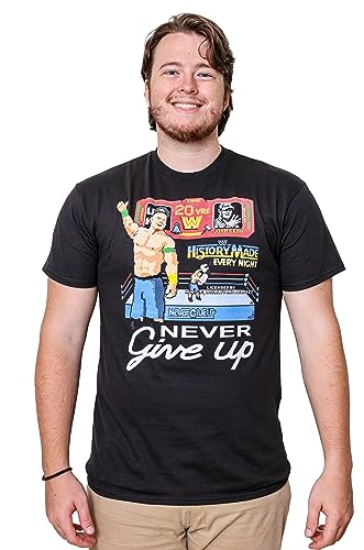 WWE John Cena Then Now Forever 8 Bit Adult T-Shirt(MD, Black)
