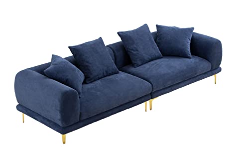 Goohome 108.3" Modern Sectional Sofa with Metal Legs, Modern Elegant Fabric Upholstered 4 Seater Couch with 4 Pillows, Living Room Furniture Set for Apartment Bedroom Office