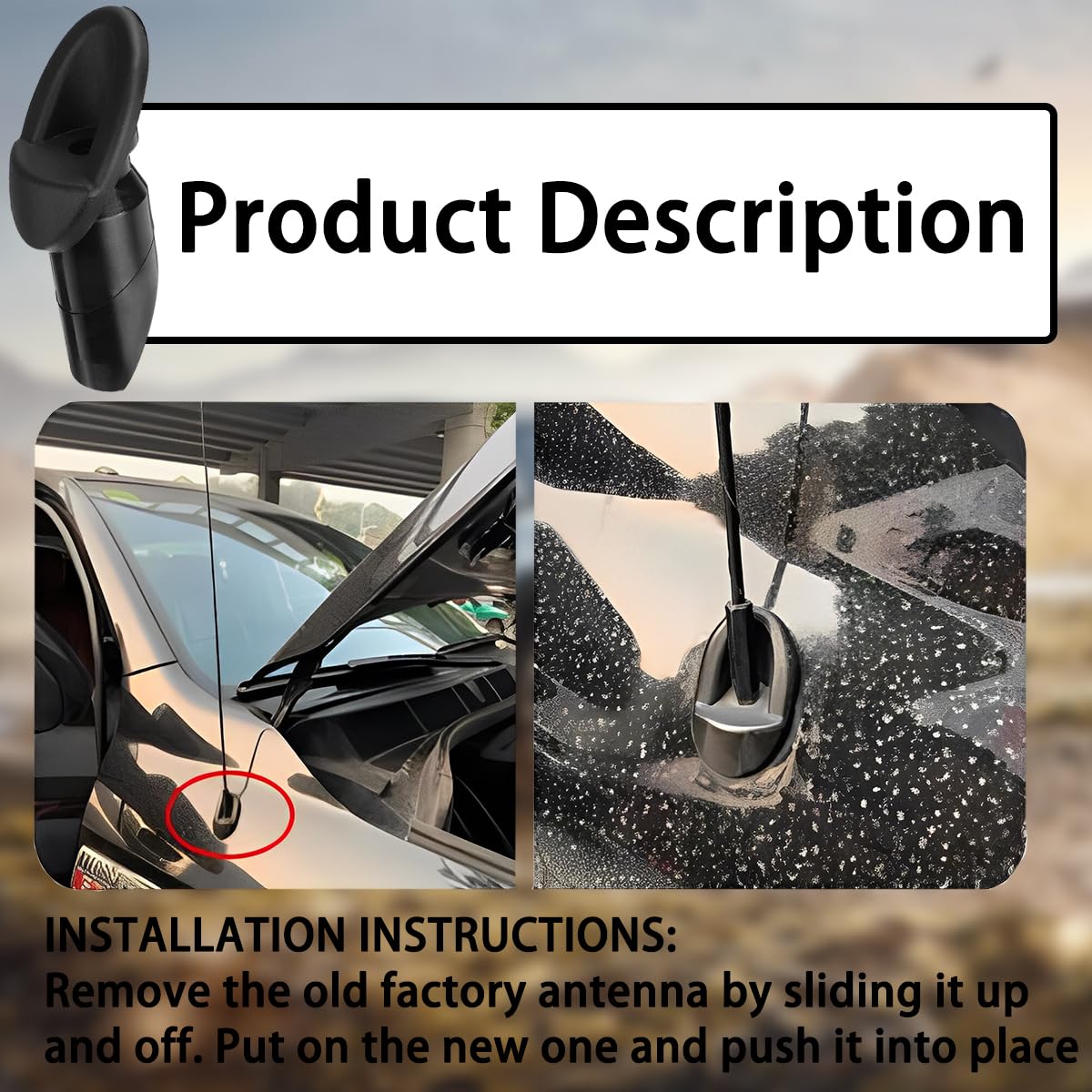 BESULEN Antenna Ornament Replacement, Manual Radio Antenna Mounted Base Bezel, Antenna Adapter Base for 2007 2008 2009 2010 2011 2012 2013 Replace 86392-0C040 Genuine Grommet, Car Accessories