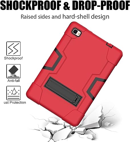 Kebiory Shockproof Rugged Hybrid with Screen Protector Cover for Dragon Touch 102/Blackview Tab 7/7 Pro/OSCAL Pad 10 Tablet/TECLAST P30S/M40 Plus/M40S/M40 PRO/P20S/P20HD/P40HD (Red/Black,2 Pack)