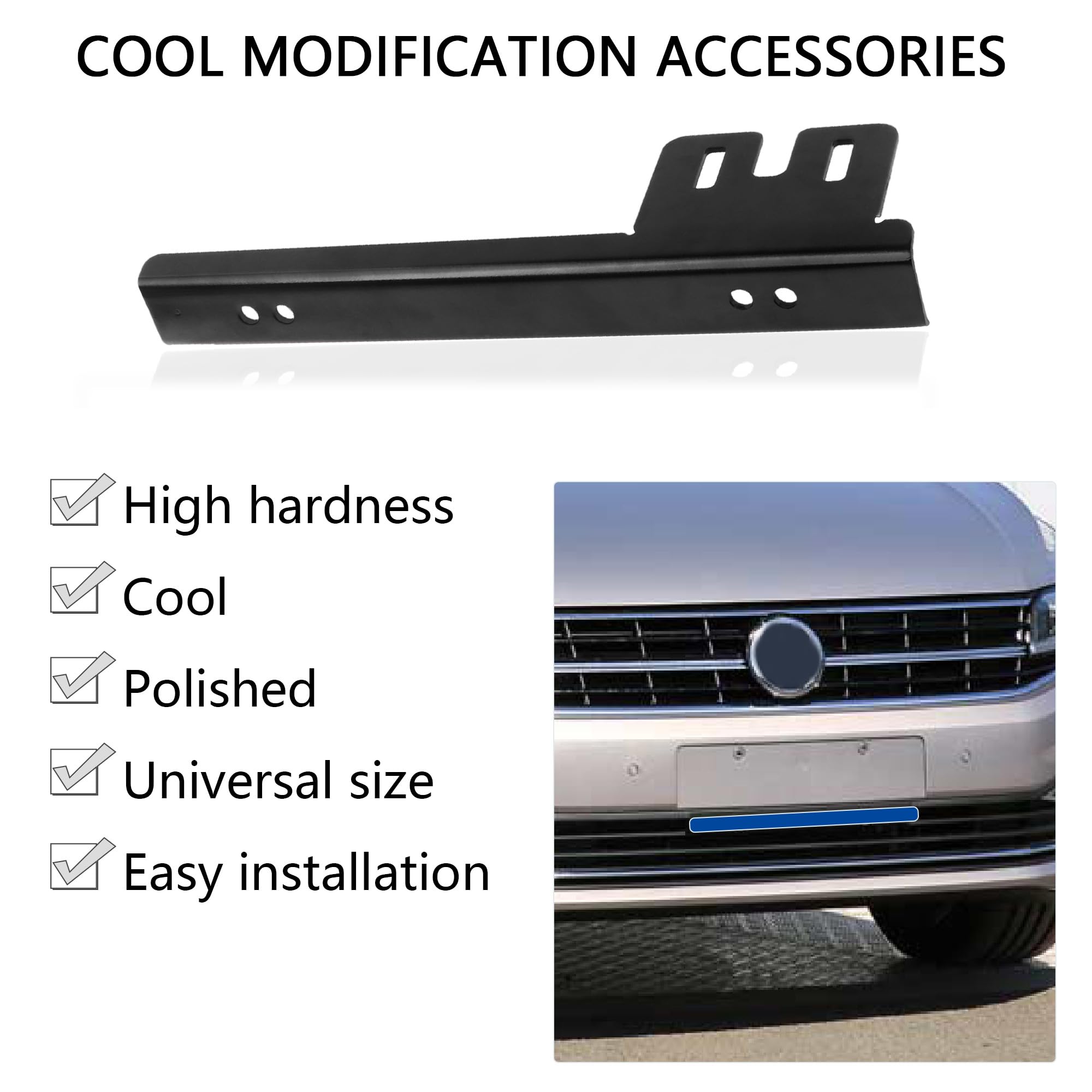 Salior License Plate Holder,Aluminum Alloy Front License Plate Mounting Kit Relocator Holder Bar,Universal License Plate Bracket Fit for Bumper in Most Car Truck SUV (Black)