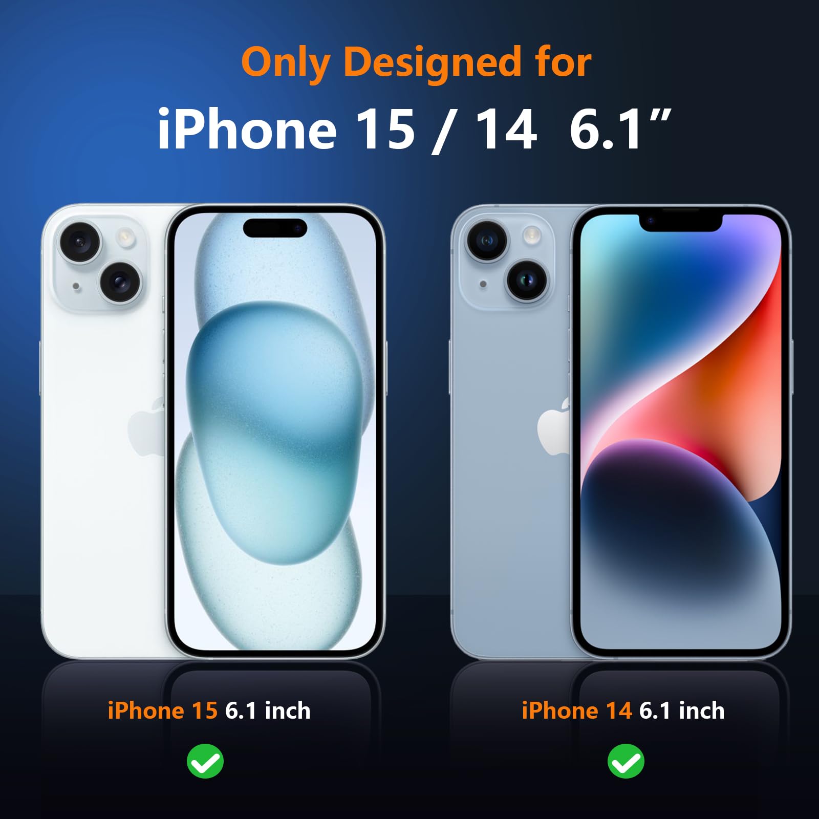 SPIDERCASE for iPhone 14 Case/iPhone 15 Case, [15 FT Military Grade Drop Protection] Magnetic [Crystal Clear] 2 Pack [Tempered Glass Screen Protectors+Camera Lens Protectors] Slim Case, Clear