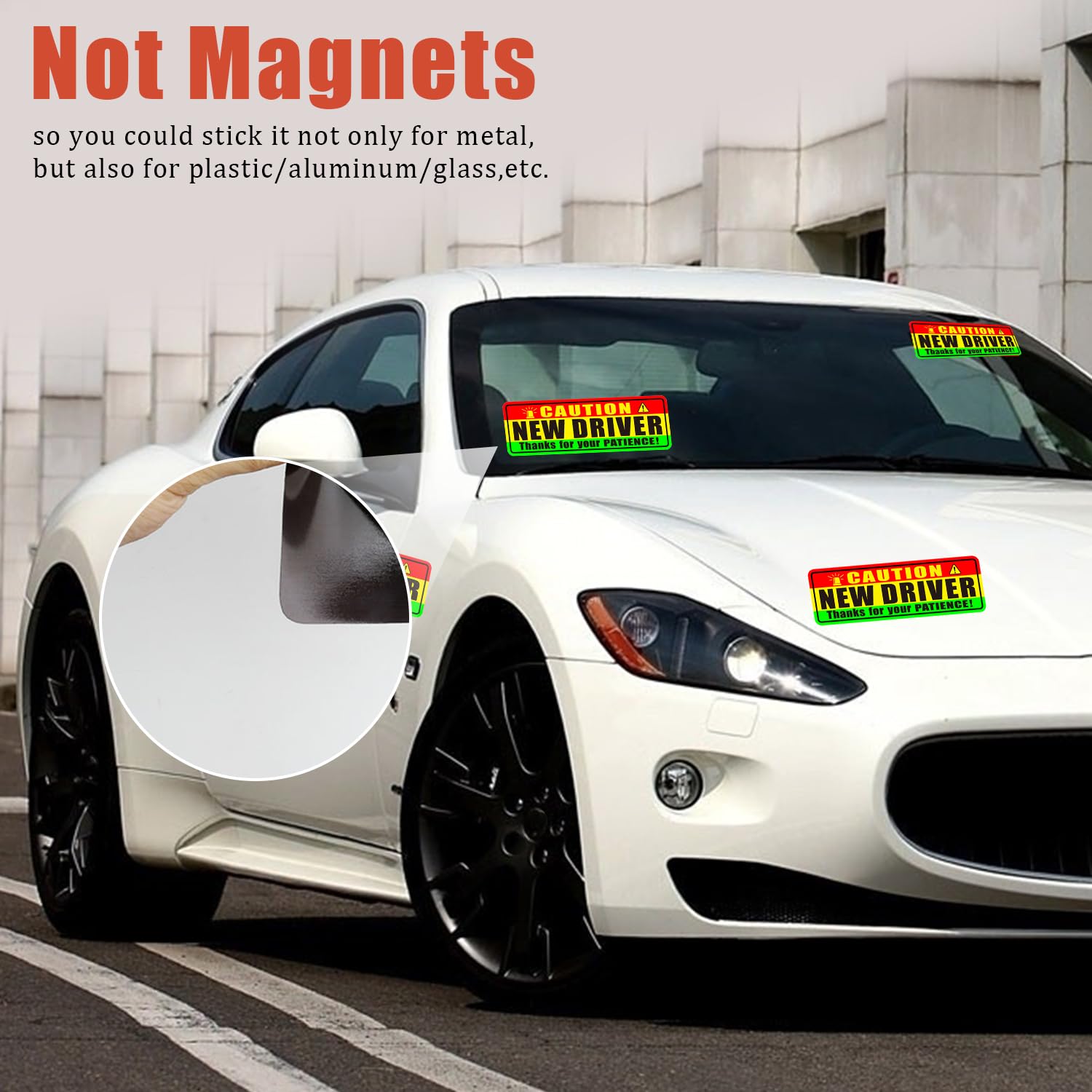 Smeyta Sticker for Car Window 3PC,No Magnetic Car Sticker and Decal,Removable Student Driver Safety Signs for Cars,Car Bumper Reflective Decal(Yellow&Red&Green New Driver,3PC)
