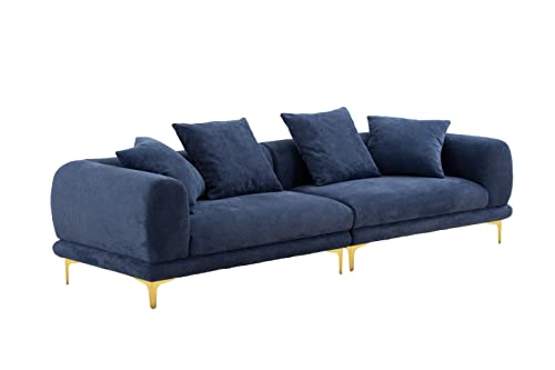 Goohome 108.3" Modern Sectional Sofa with Metal Legs, Modern Elegant Fabric Upholstered 4 Seater Couch with 4 Pillows, Living Room Furniture Set for Apartment Bedroom Office