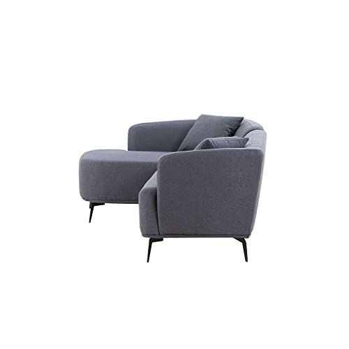 Goohome 102" L-Shape Sectional Sofa with Chaise Lounge, Oversize Modern Fabric Upholstered Couch with Metal Legs, Living Room Furniture Set for Apartment Bedroom