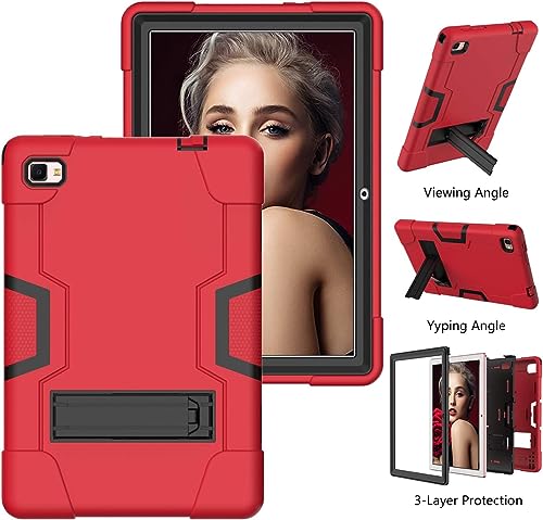 Kebiory Shockproof Rugged Hybrid with Screen Protector Cover for Dragon Touch 102/Blackview Tab 7/7 Pro/OSCAL Pad 10 Tablet/TECLAST P30S/M40 Plus/M40S/M40 PRO/P20S/P20HD/P40HD (Red/Black,2 Pack)