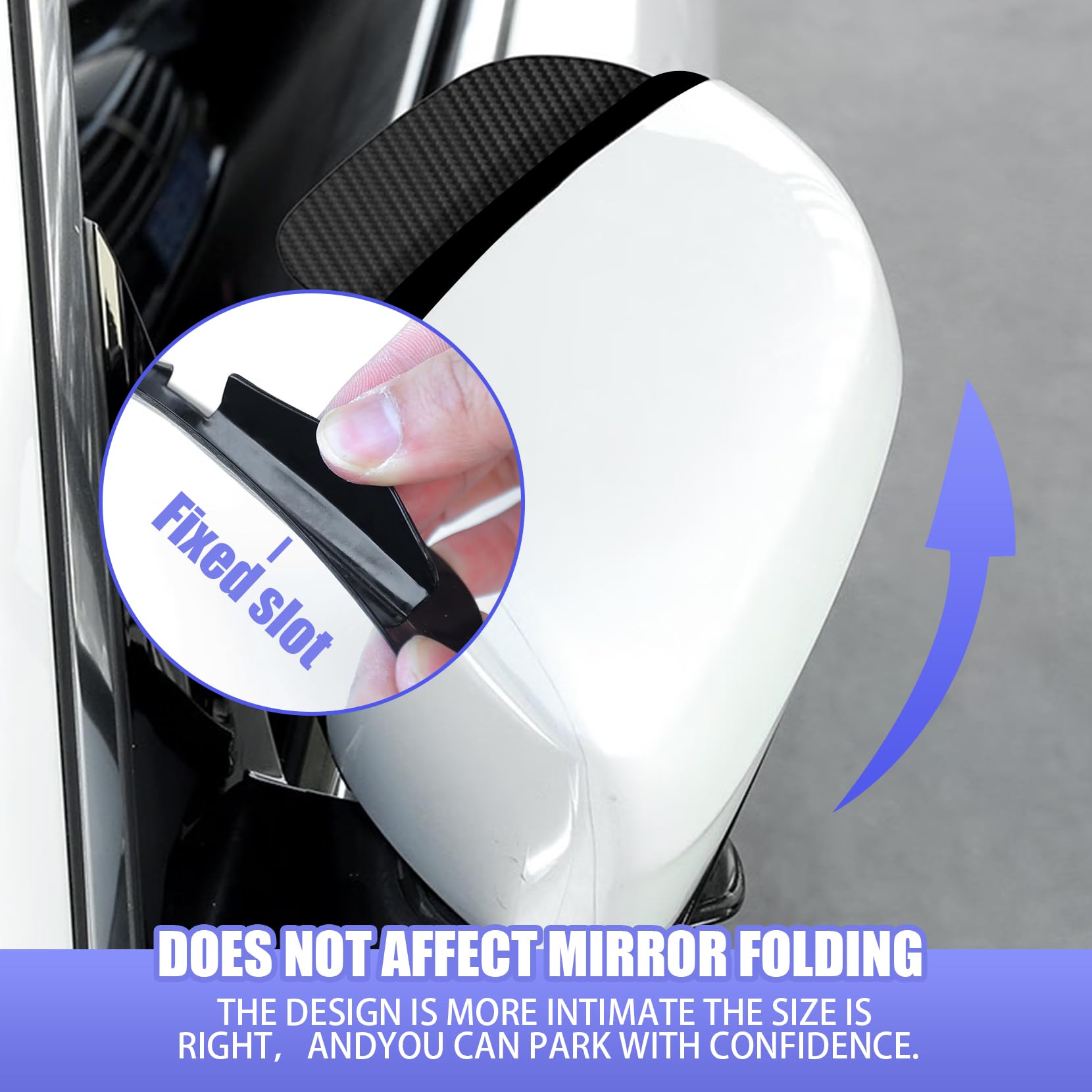 Jawmoy 2 PCS Car Rear Vision Mirror Rain Eyebrows, Thickened Carbon Fiber Rainboard, Rearview Mirror Visor Guard, Suitable for External Accessories for Most Cars (Black)
