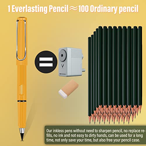 Ablink 6pcs Everlasting Pencil, Inkless Pencils Eternal with 6pcs Replacement Nibs, Infinite Pencil Magic Pencils, Portable Reusable Erasable Writing Pencil, for Writing Art Sketch Painting Tool