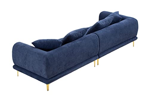 Goohome 108.3" Modern Sectional Sofa with Metal Legs, Modern Elegant Fabric Upholstered 4 Seater Couch with 4 Pillows, Living Room Furniture Set for Apartment Bedroom Office