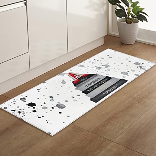 Kitchen Mats for Floor, Watercolor Red High Heels on Books Splash Ink Confidence Brave Backed Rubber Dots Rugs,Non Slip,Absorbant Runner Rugs for Hallway Entryway,Kitchen,Laundry 1 pcs 18x47.2 Inch