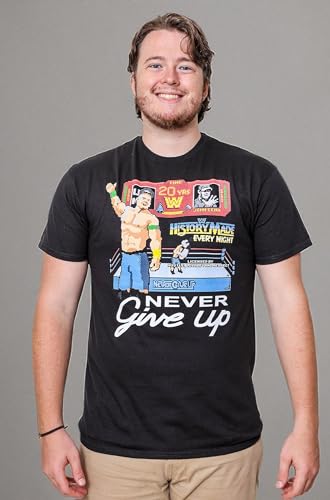 WWE John Cena Then Now Forever 8 Bit Adult T-Shirt(MD, Black)