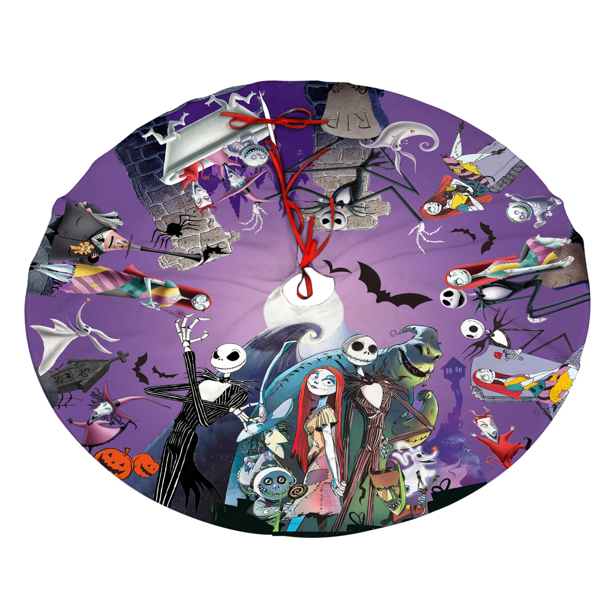 Sarvakua Halloween Tree Skirt 36 Inch Jack Skulls for Holiday Halloween Christmas Home Party Decor