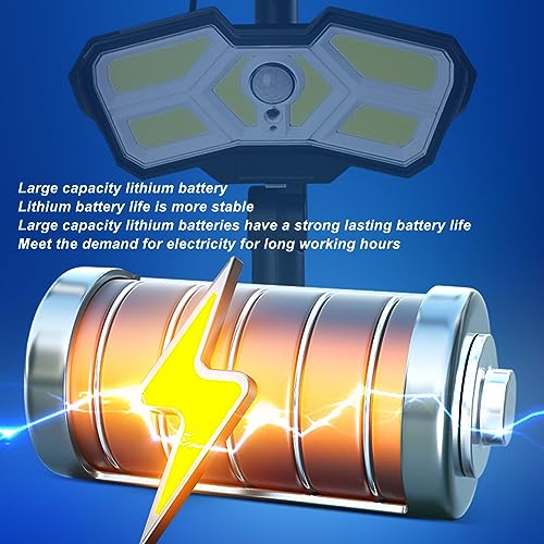 Kadimendium Bright Solar Flood Lights Auto Induction Multiangle Lighting 2 Brightness Modes Weatherproof 2400mAh Solar Landscape Spotlights for Yard (ASTEY-KXK-600-128COB)