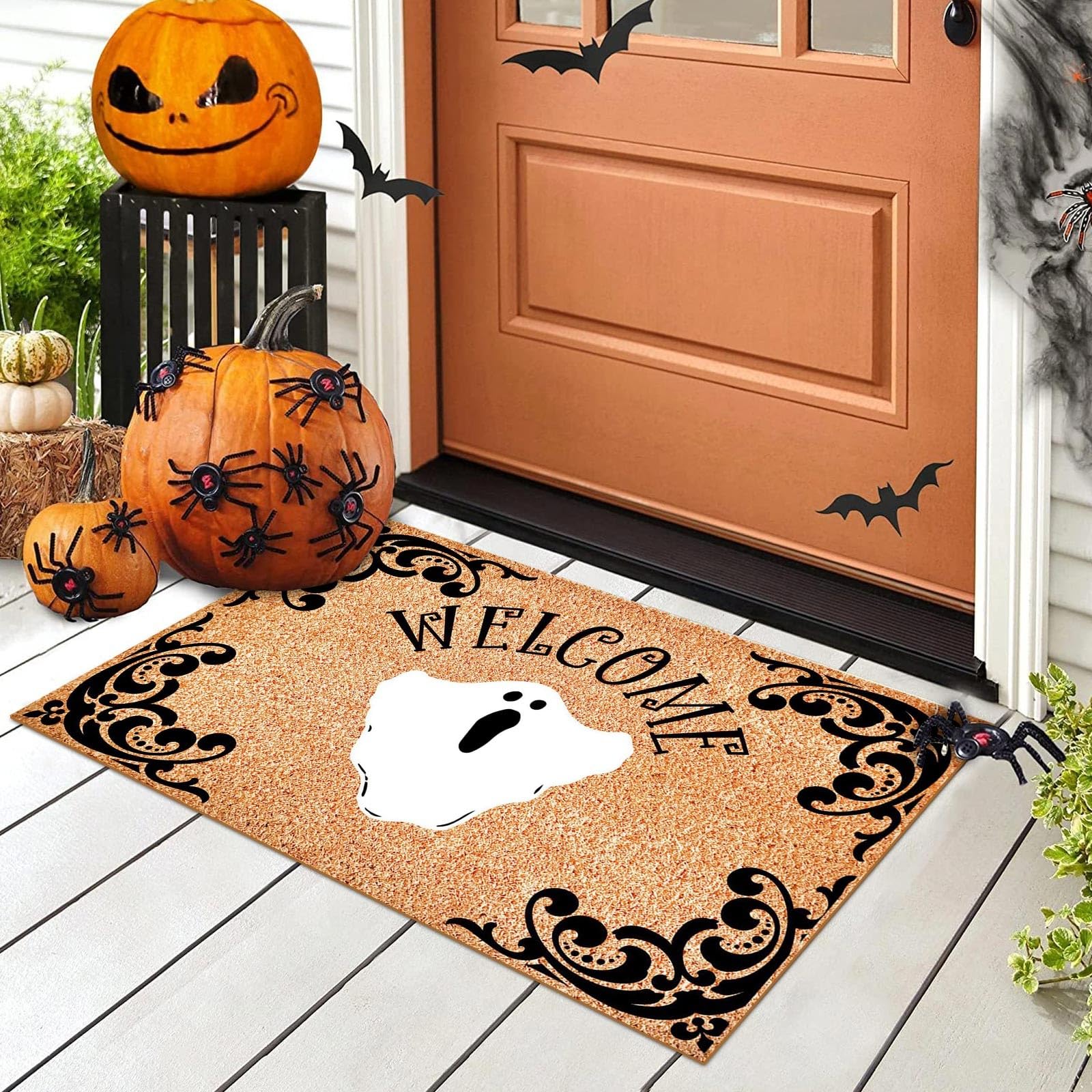 Scceatti Halloween Front Door MatNon Slip Kitchen Mat Fun Floor Rug Decor Door Front Decorations Blanket Home Welcome Halloween Doormat Home Decor for Bathroom Floor Home Decor Bath Rug 24x16In
