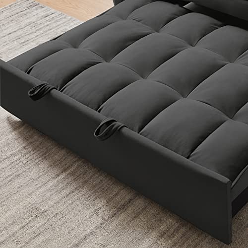 YUNLife&Home Modern Upholstered Futon Loveseat Sofa Convertible to Sleeper Sofá Bed,Love Seat Chaise Lounge Couch Chair 2 Seaters with Adjustable Backrest for Living Room Apartment Small Space
