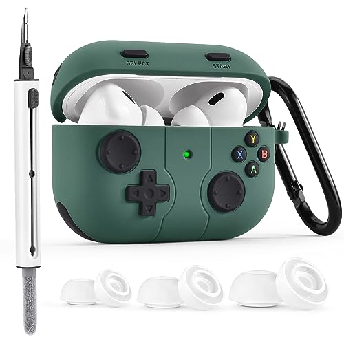 KOREDA Compatible with AirPods Pro 2nd Generation/1st Generation Case Cover with Cleaner Kit & Replacement Eartips (S/M/L), Classic Handheld Game Console Design Case for AirPod Pro 2023/2022/2019