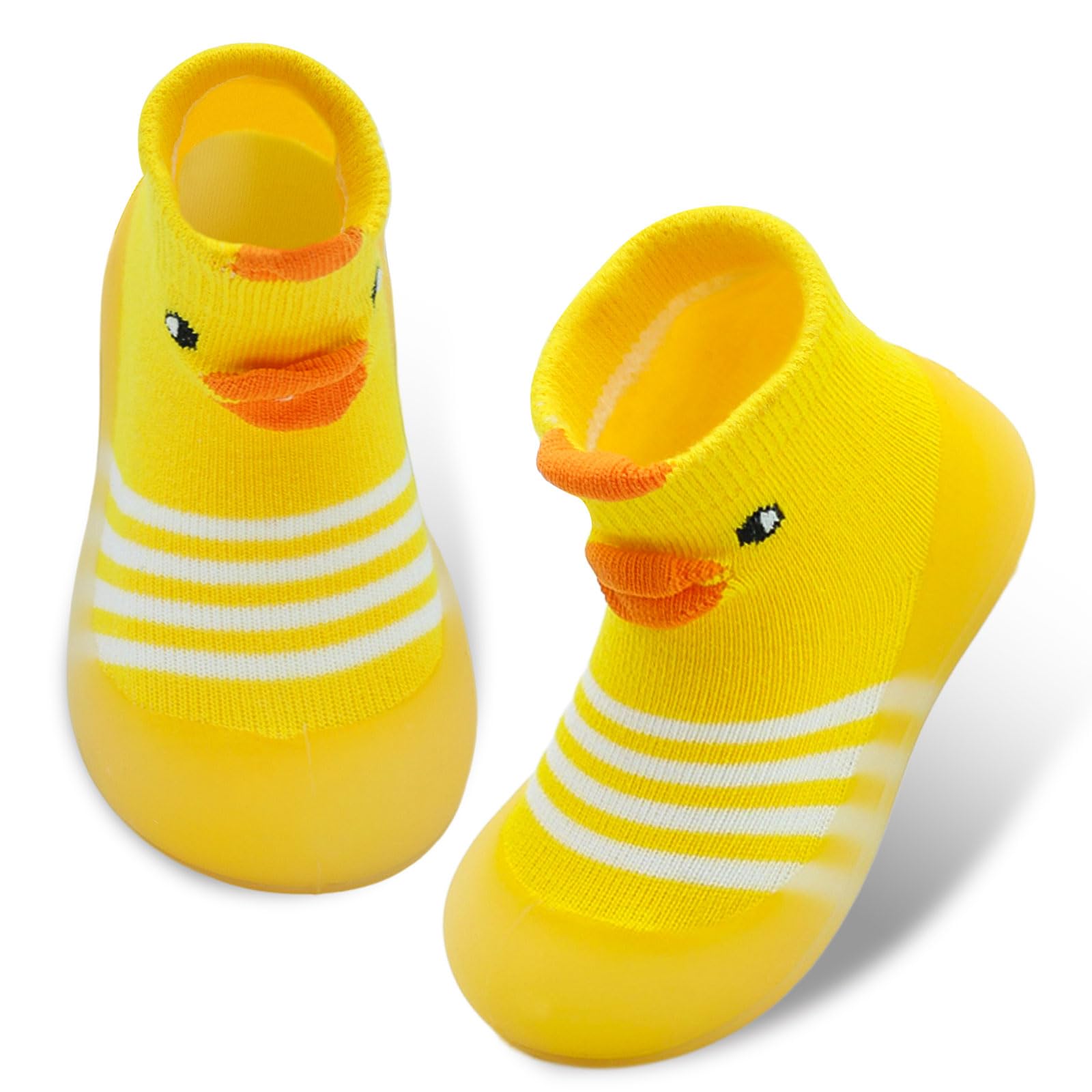 Dexspoeny Sock Shoes for Baby Boy 1 Pair Baby Walking Shoes-Sock Shoes Soft Rubber Sock Shoes Toddler Non Slip Walker Shoes for Babies Boy Girls Infant Baby Slippers Toddler Shoes Yellow