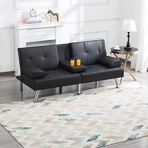 ERYE Modern Multifunctional 2 Seaters Love Seat, Cozy Futon Sofa Loveseat Convertible Sleeper Couch Bed for Small Space Apartment Office Living Room Furniture Sets
