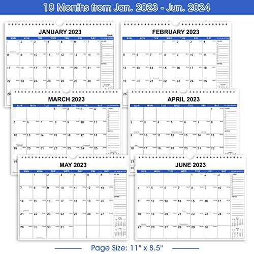2023-2024 Calendar - Wall Calendar 2023-2024 from Jan 2023 - Jun 2024, 11" x 8.5", 18 Months Wall Calendar, Julian Dates, Suitable for Hanging on the Wall with Simple Appearance and Decorative Effect