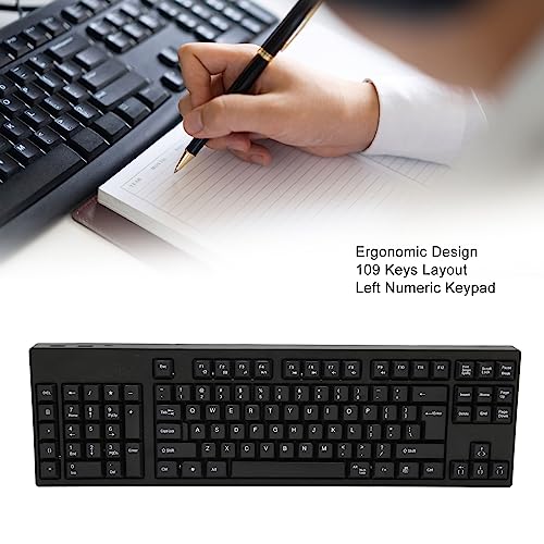 GOWENIC 109 Keys Left Handed Keyboard, Multimedia USB Ergonomic Keyboard, Plug and Play Office Keyboard, Reduce Back and Shoulder Strain to Improve Posture