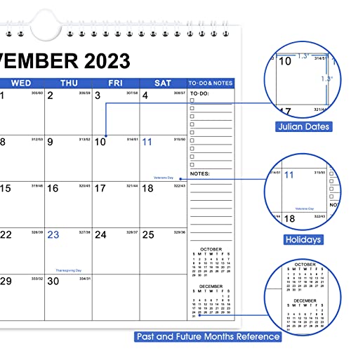 2023-2024 Calendar - Wall Calendar 2023-2024 from Jan 2023 - Jun 2024, 11" x 8.5", 18 Months Wall Calendar, Julian Dates, Suitable for Hanging on the Wall with Simple Appearance and Decorative Effect