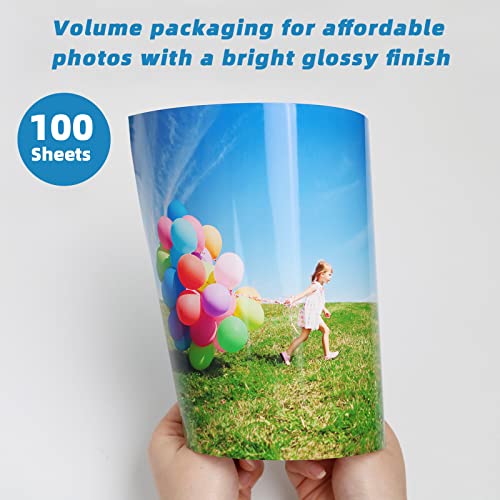 Uinkit 100 Sheets Inkjet Photo Paper Glossy 8.5x11 49lb 180Gsm Professional Photographic Paper Letter Size 8.5mil Instant Dry Suitable for All Ink Printers