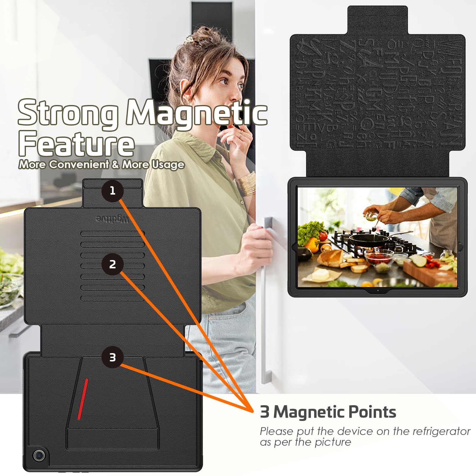 Wgdttve Case for Samsung Galaxy Tab A8 Case 10.5" 2022 (SM-X200/SM-X205/SM-X207), Shockproof Leather Case with Auto Sleep/Wake Smart Cover Multi-Angle Magnetic Stand, S Pen Holder & Card Slot, Black