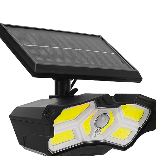 Kadimendium Bright Solar Flood Lights Auto Induction Multiangle Lighting 2 Brightness Modes Weatherproof 2400mAh Solar Landscape Spotlights for Yard (ASTEY-KXK-600-128COB)