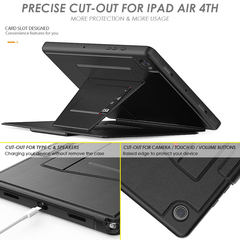 Wgdttve Case for Samsung Galaxy Tab A8 Case 10.5" 2022 (SM-X200/SM-X205/SM-X207), Shockproof Leather Case with Auto Sleep/Wake Smart Cover Multi-Angle Magnetic Stand, S Pen Holder & Card Slot, Black