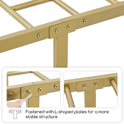 Yaheetech Twin Bed Frames Metal Platform Bed with Headboard and Footboard No Box Spring Needed Easy Assembly,Ground Clearance: 12.6''/Antique Gold/Twin Bed